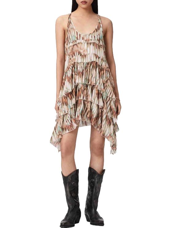 ALLSAINTS Tiered Asymmetric Cotton Dress